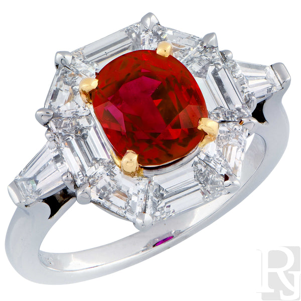 Rare AGL Certified Classic No Heat Ruby Diamond Gold Platinum Ring ...
